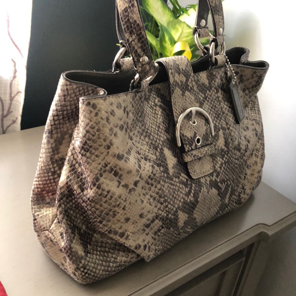 Coach Soho Embossed Python Leather Shoulder Bag - Gem
